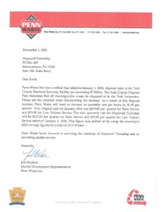Penn Waste Letter | Hopewell Township