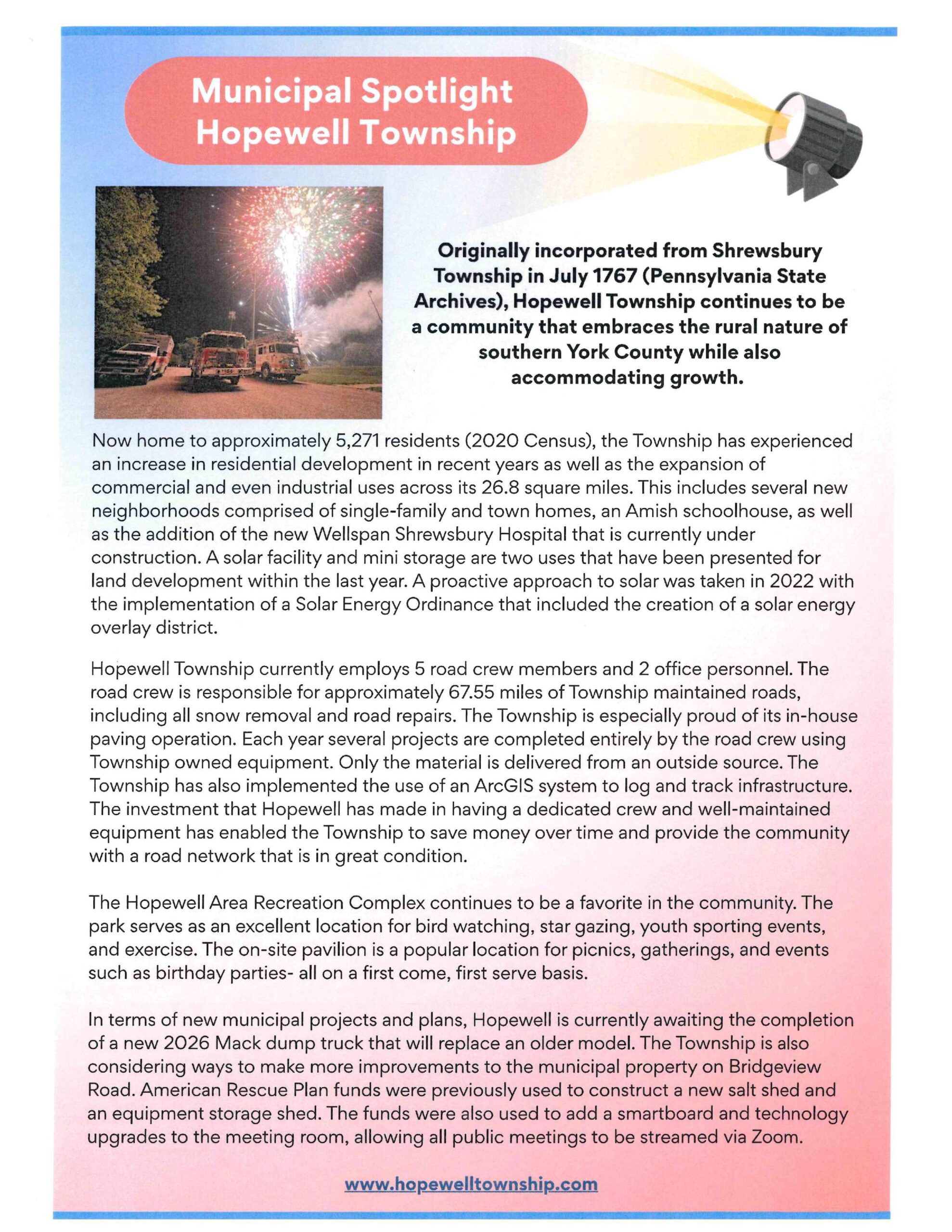 Municipal Spotlight Article – Hopewell Township | Hopewell Township